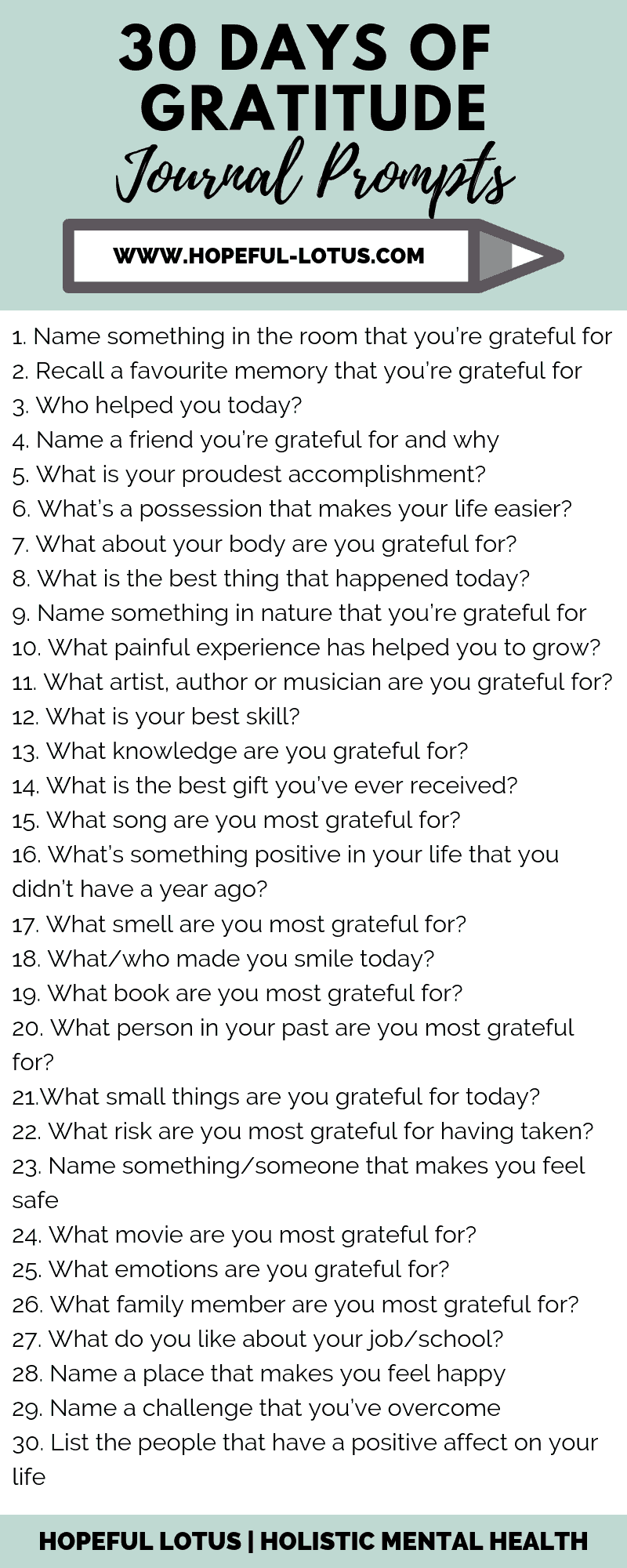 30 Days of Gratitude Journal Prompts - Through the Phases