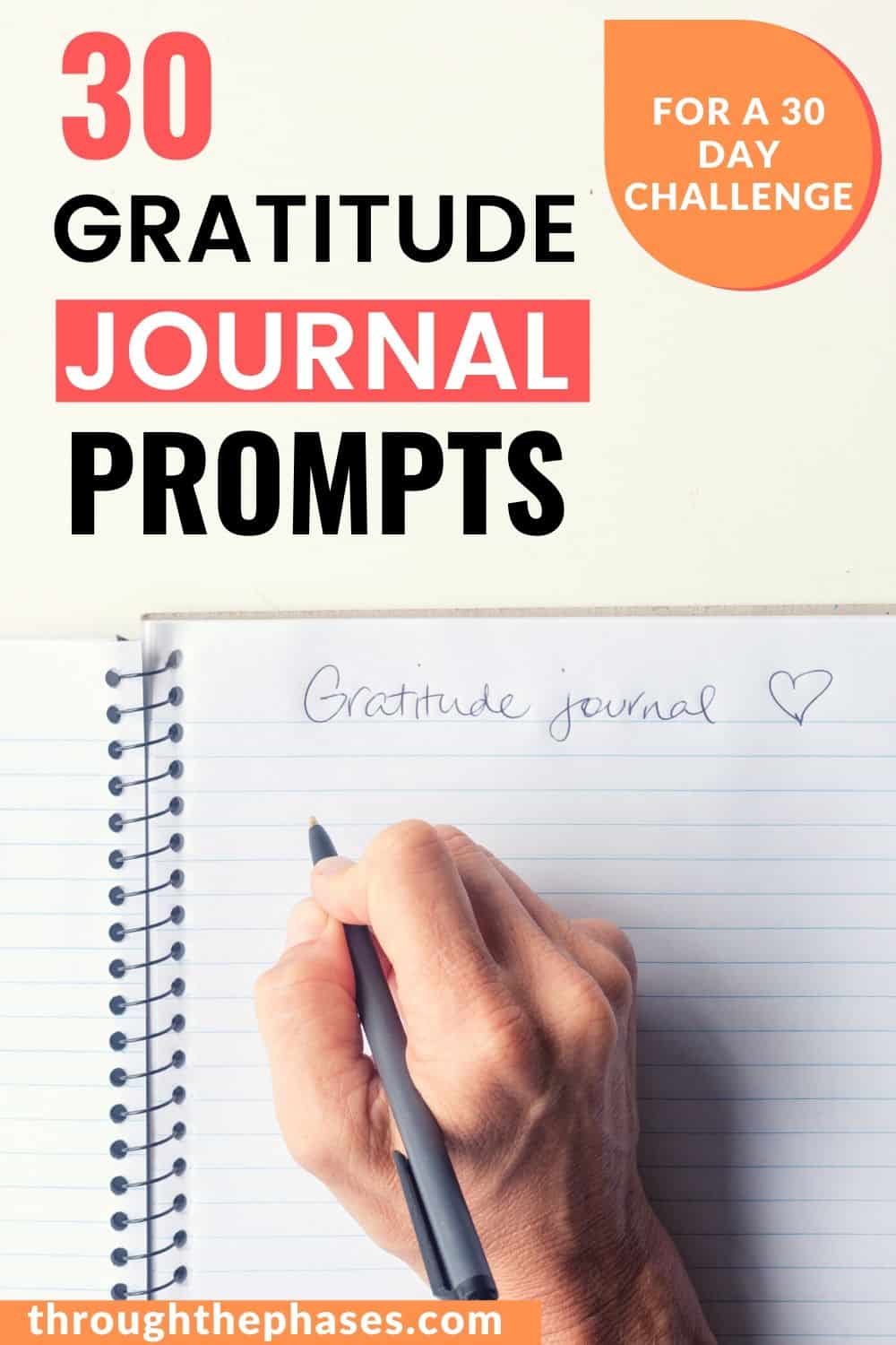 30 Days of Gratitude Journal Prompts - Through the Phases