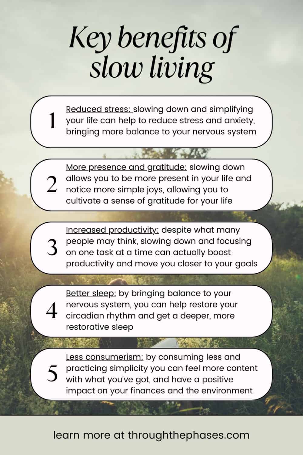 27 Simple Tips to Practice a Slow Living Lifestyle - Through the Phases